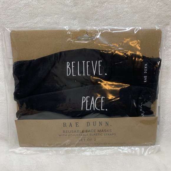Rae Dunn | Accessories | Rae Dunn Face Masks Black Set Of 2 Cotton ...